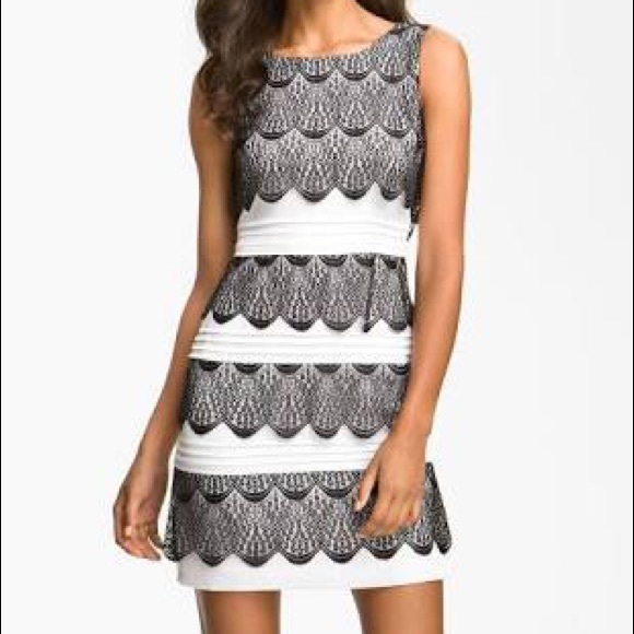 BCBGMaxAzria | Dresses | Bcbg Max Azria Lace Dress Black And White | Poshmark